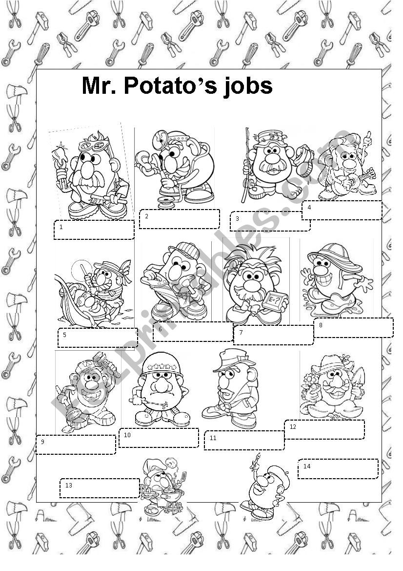 Mr potato´s jobs - ESL worksheet by claudiafer