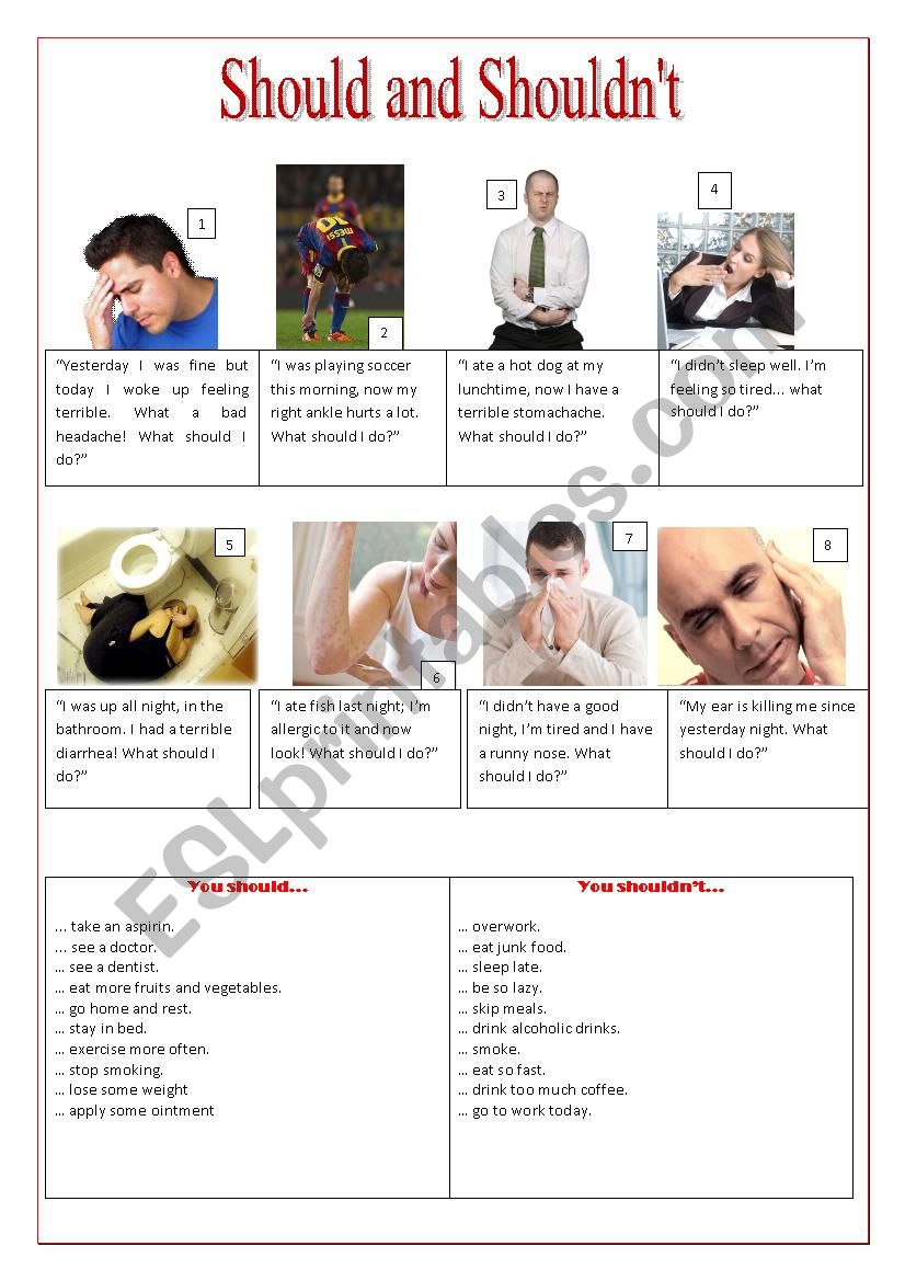 Should and Shouldn´t - ESL worksheet by Erica26