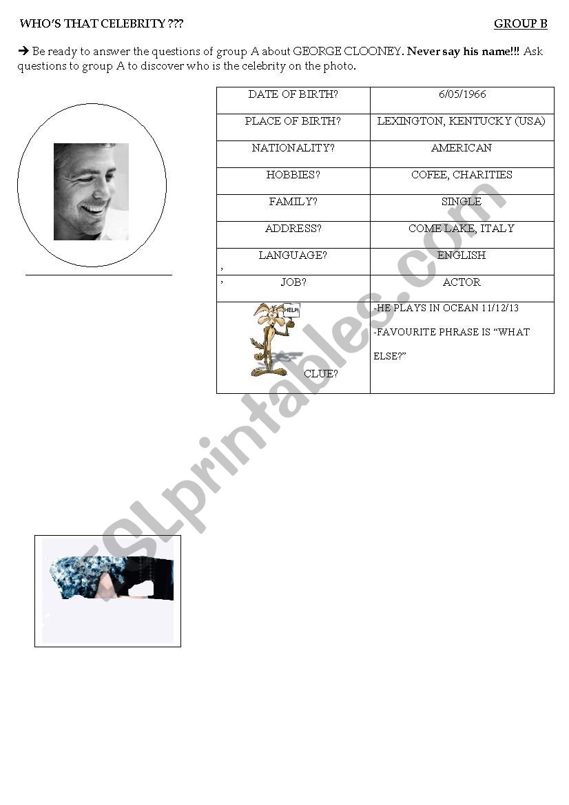 Whos´s that celebrity B - ESL worksheet by knockoutz
