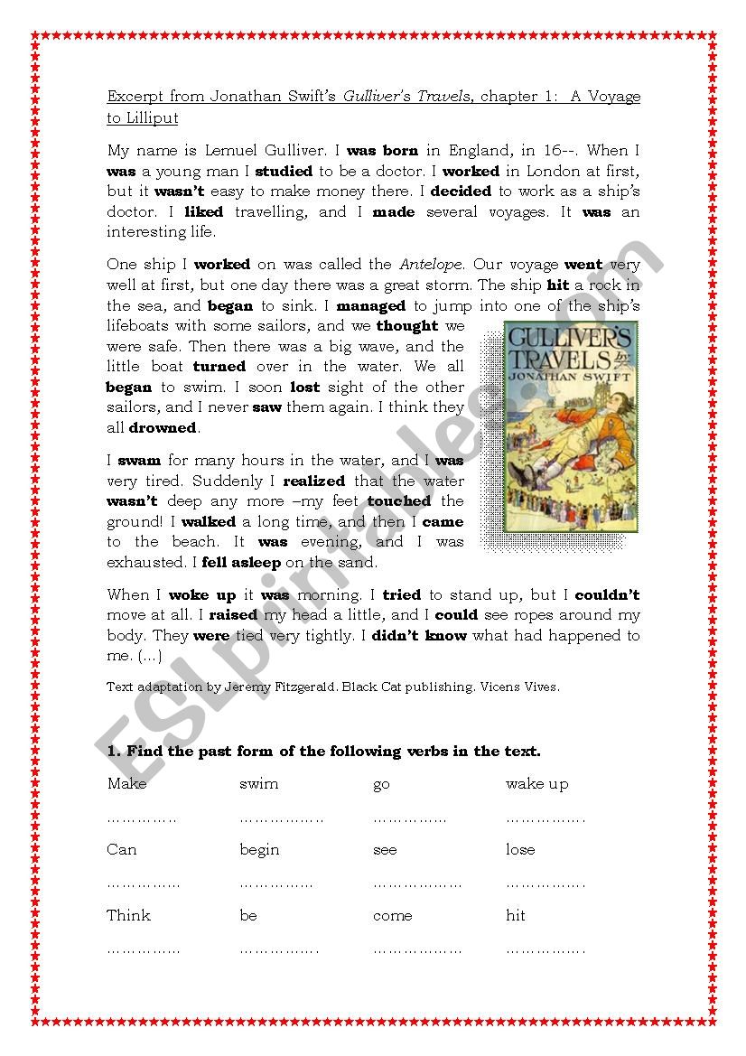 Gulliver´s Travels - ESL worksheet by Cristina70