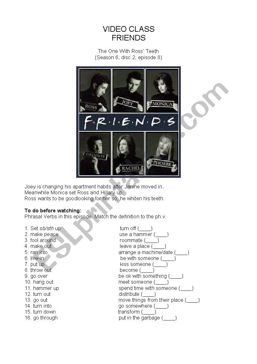Friends - The One With Ross´ Teeth - ESL worksheet by yuki_neves