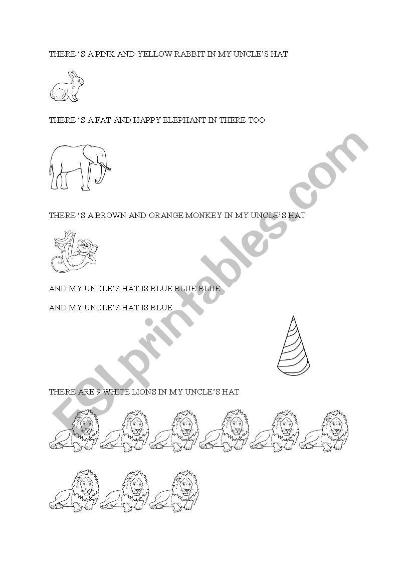 A SONG : MY UNCLE´S HAT - ESL worksheet by FABMUL