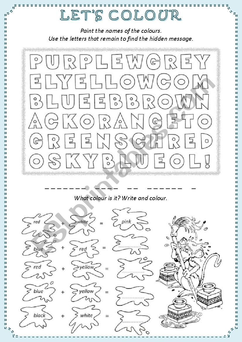 Let´s colour! - ESL worksheet by chiaretta