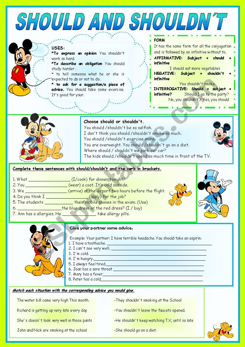 Should and Shouldn´t - ESL worksheet by llkristianll