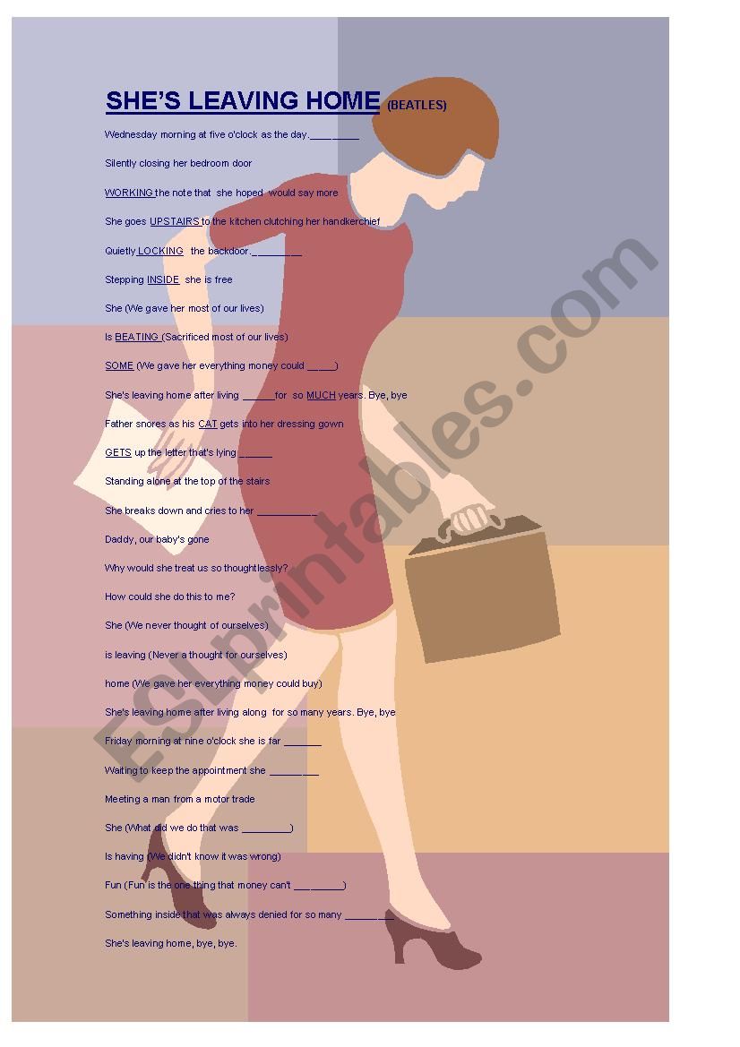 She´s leaving home - ESL worksheet by zsizsi