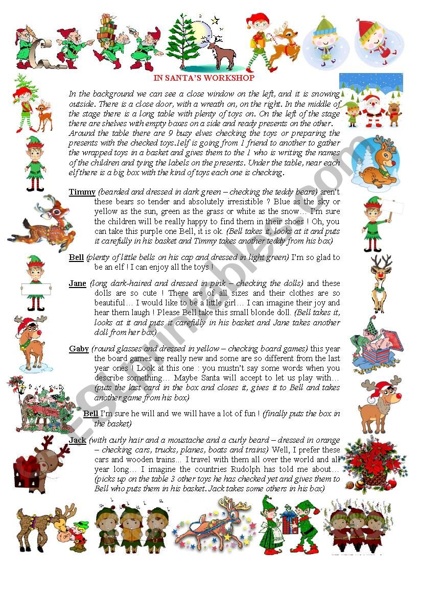 role play : In Santa´s Workshop - playscript - ESL worksheet by maryse peyé