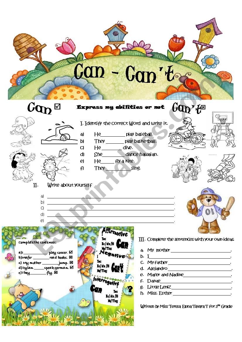 Can can´t - ESL worksheet by Tejt