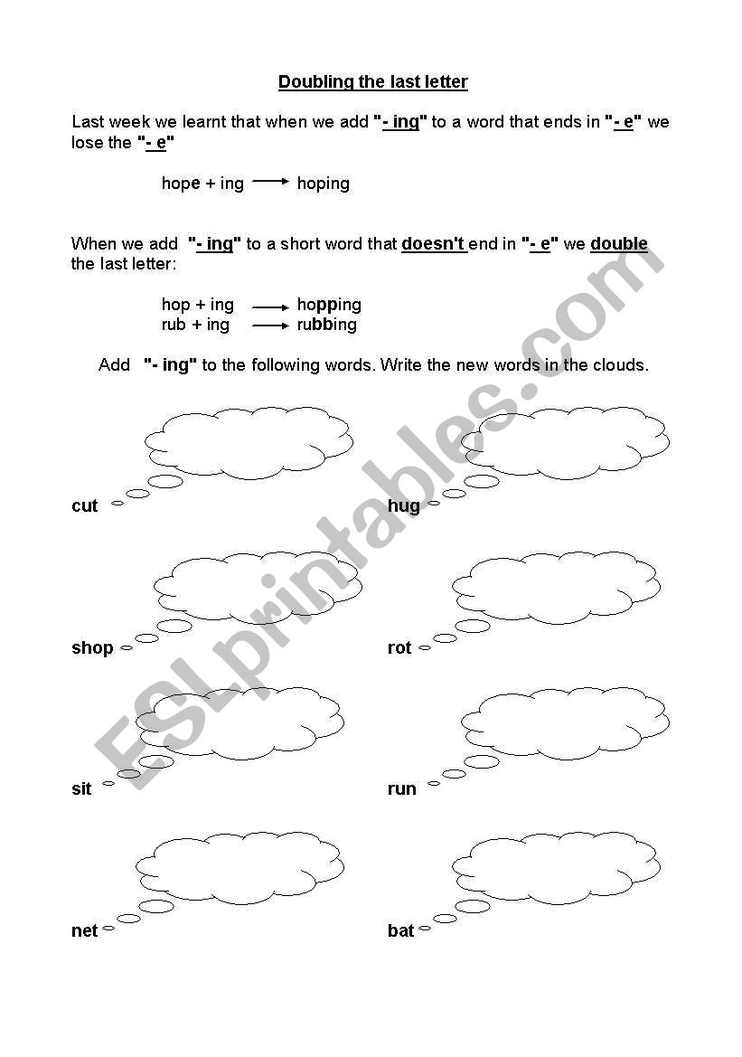 English Worksheets Adding ing 
