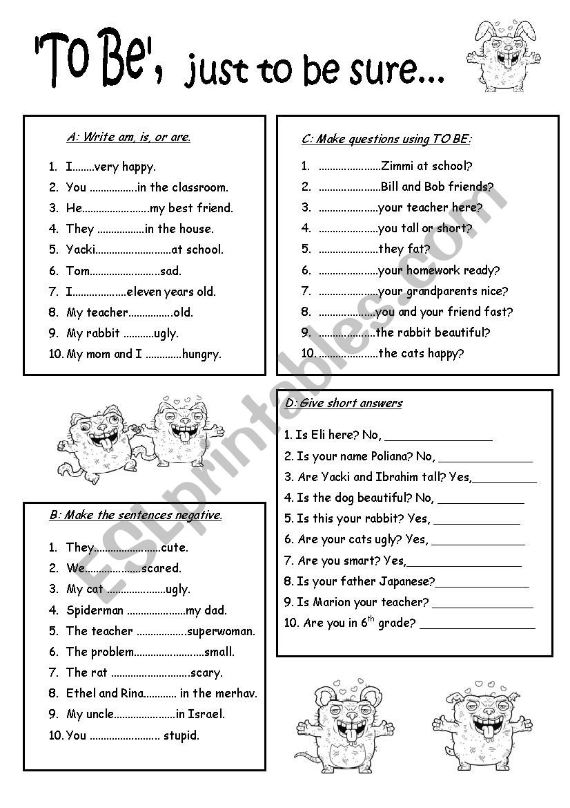 another review of the verb ´to be´ (2 pages) - ESL worksheet by MarionG