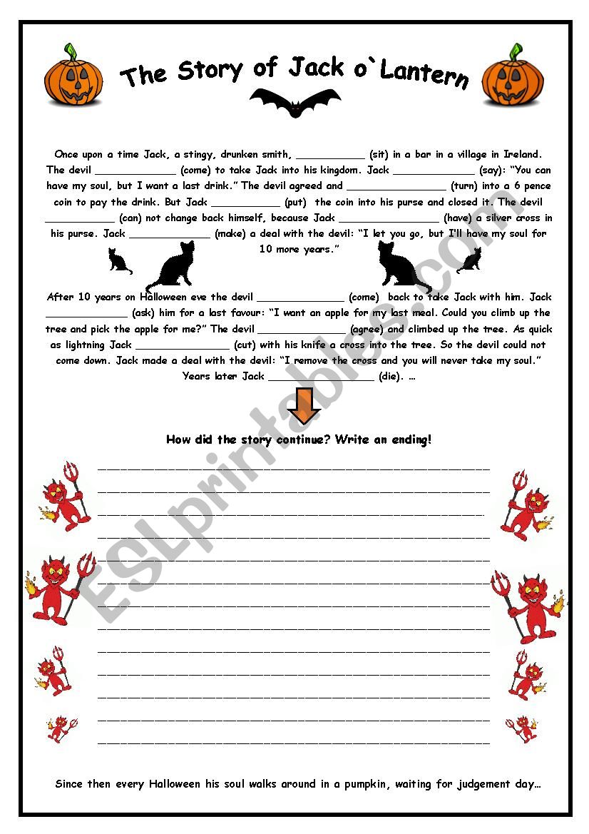 The story of Jack o´Lantern - Simple Past + Writing - ESL worksheet by ...