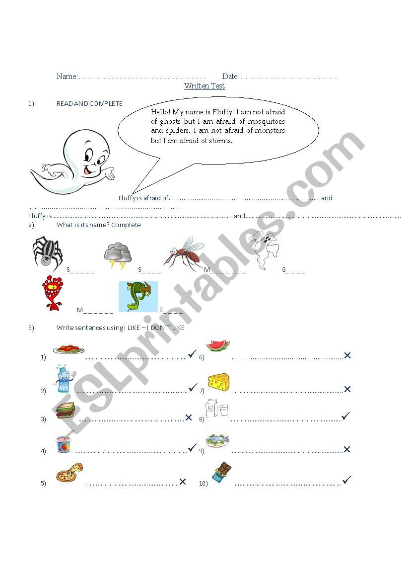 I´m afraid of - I´m not afraid of - ESL worksheet by Andiearg