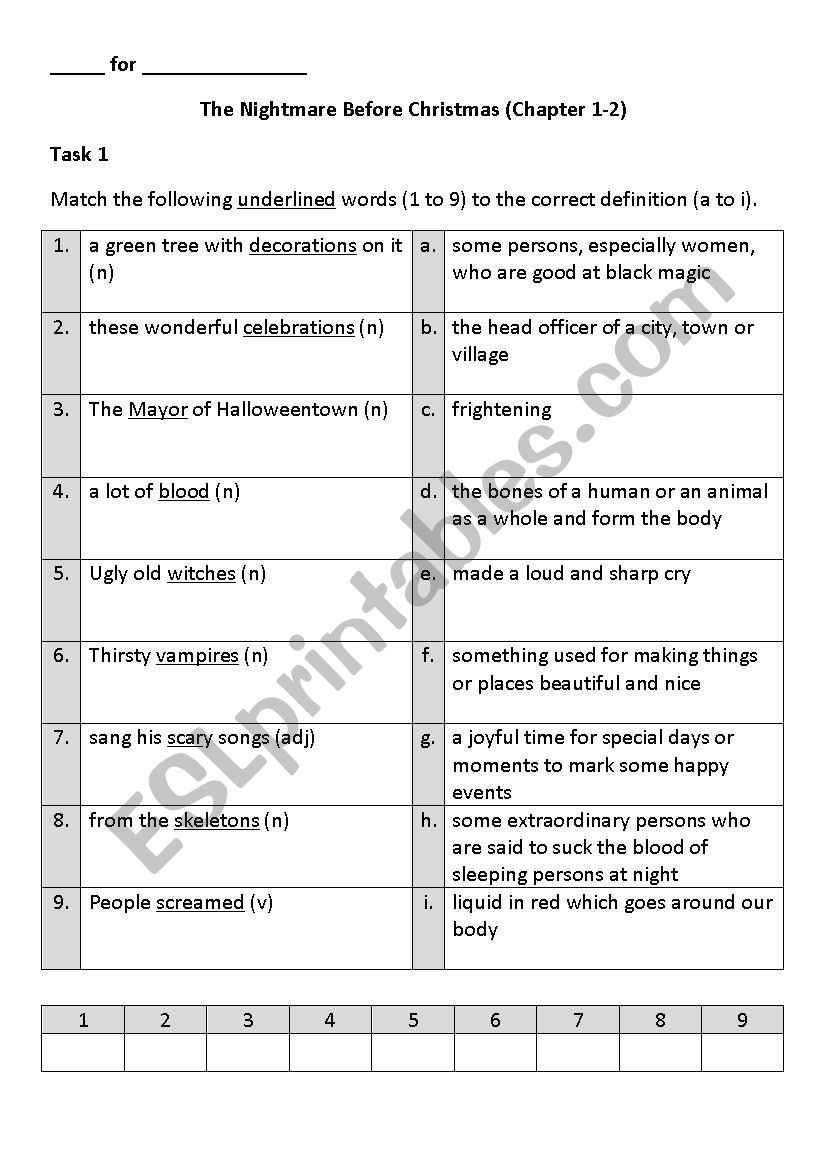 The Nightmare Before Christmas - ESL worksheet by lejosi