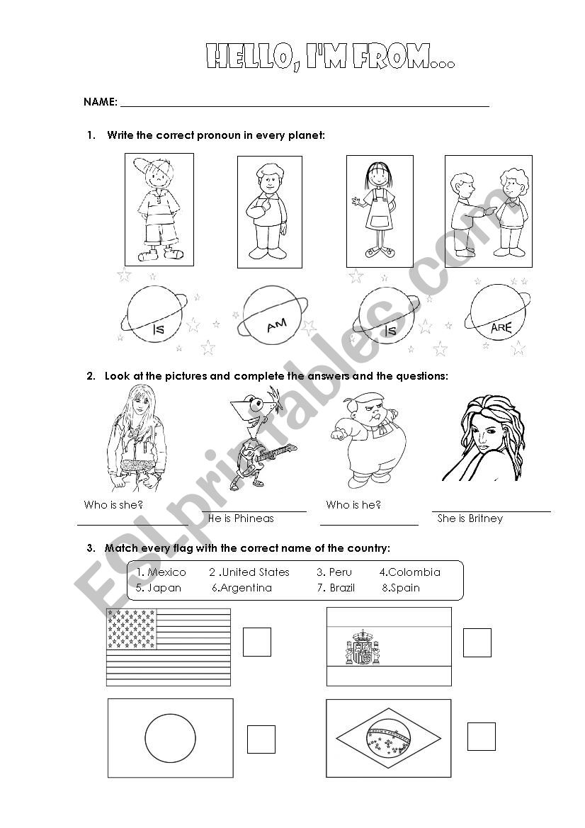 Hi! I´m from... - ESL worksheet by sunnypru