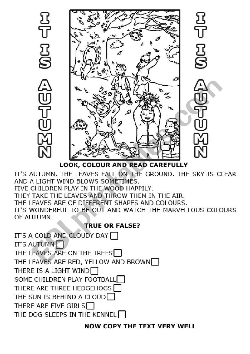 IT´S AUTUMN - ESL worksheet by niky1