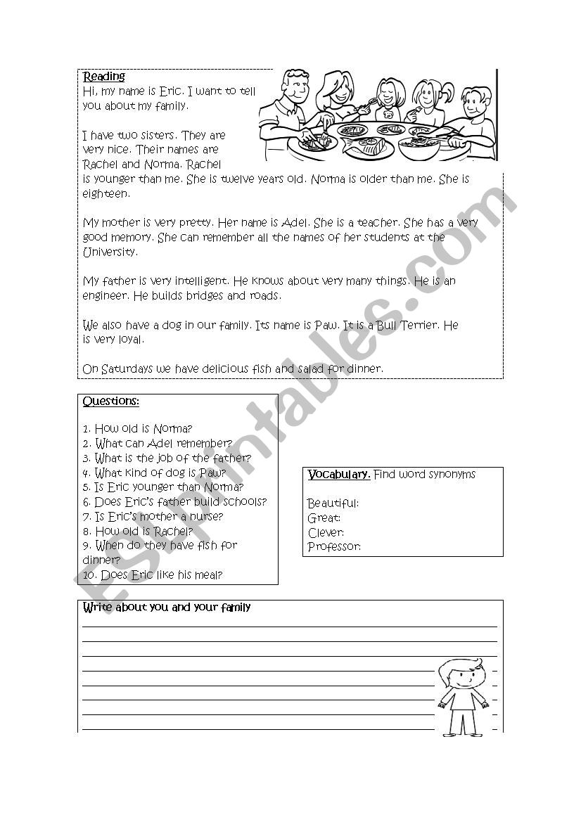 Eric´s family - ESL worksheet by AZAHARA82