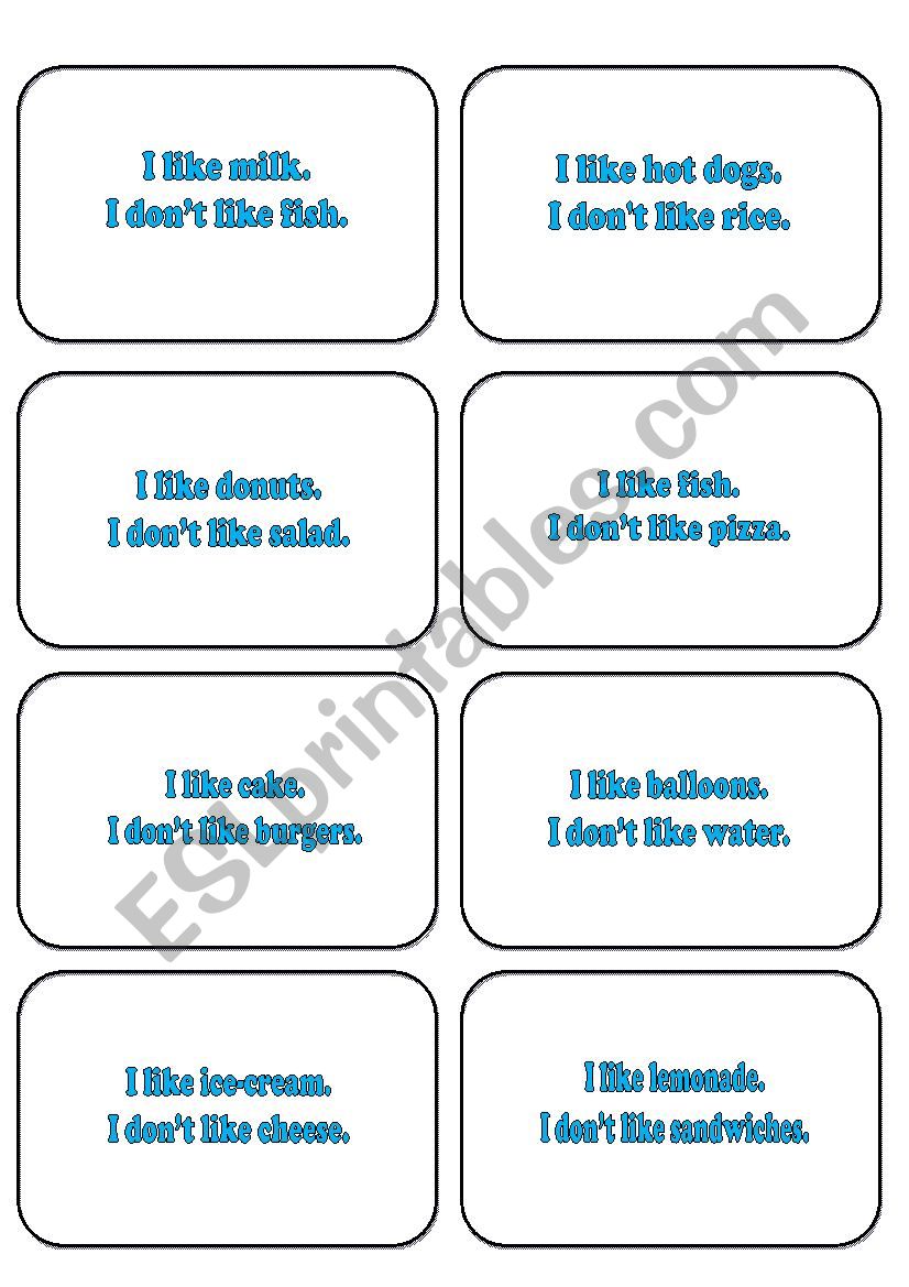 SIMPSONS MEMORY CARDS LIKE DON´T LIKE/ FOOD 2/2 - ESL worksheet by janeco