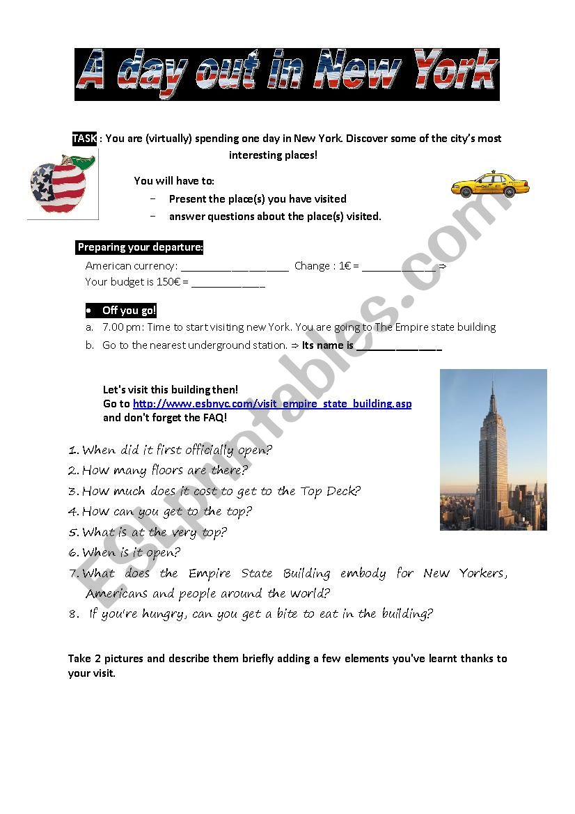 Let´s visit New-York! - The Empire State Building - ESL worksheet by ...