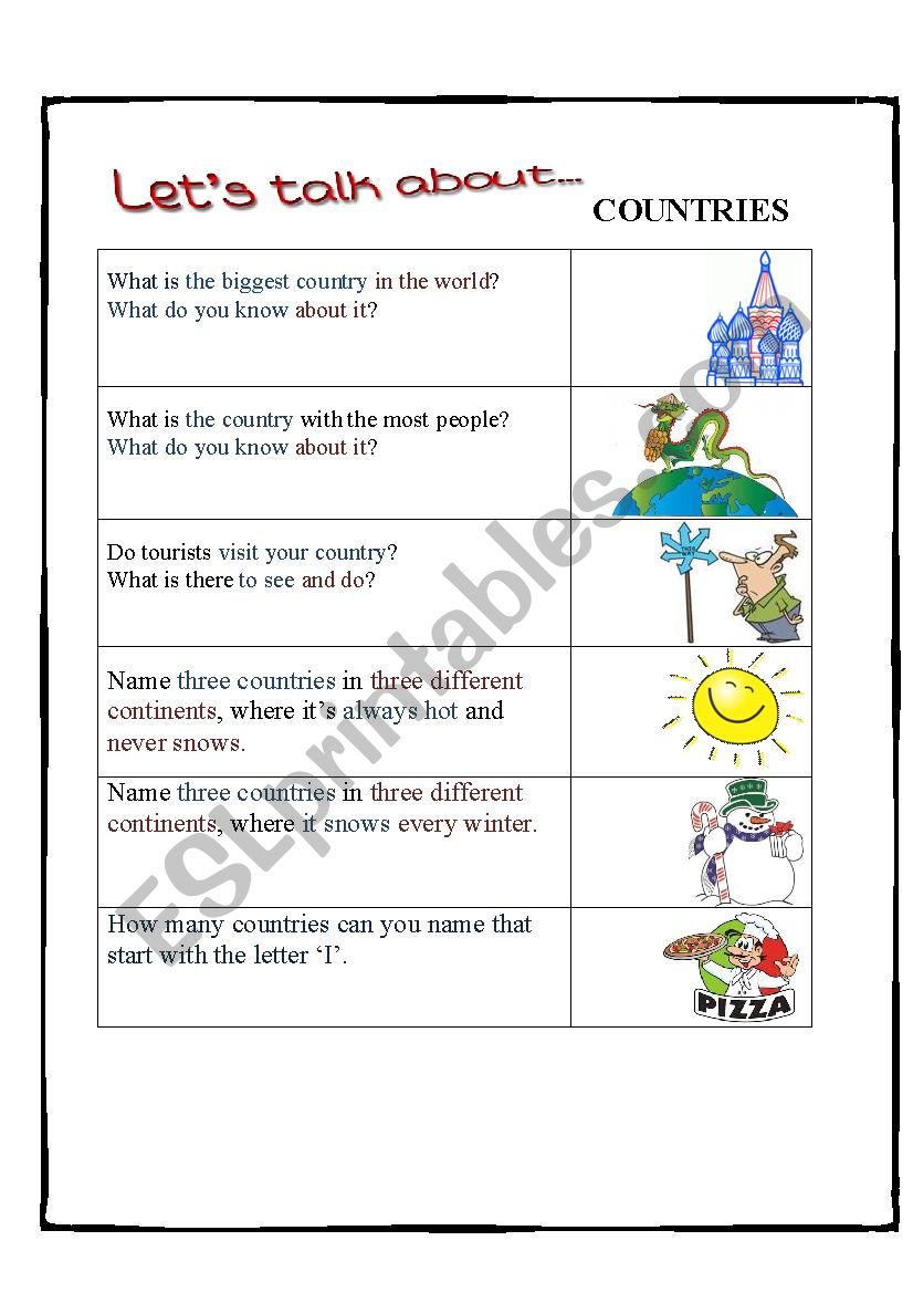 Let´s Talk About Countries - ESL worksheet by stesand