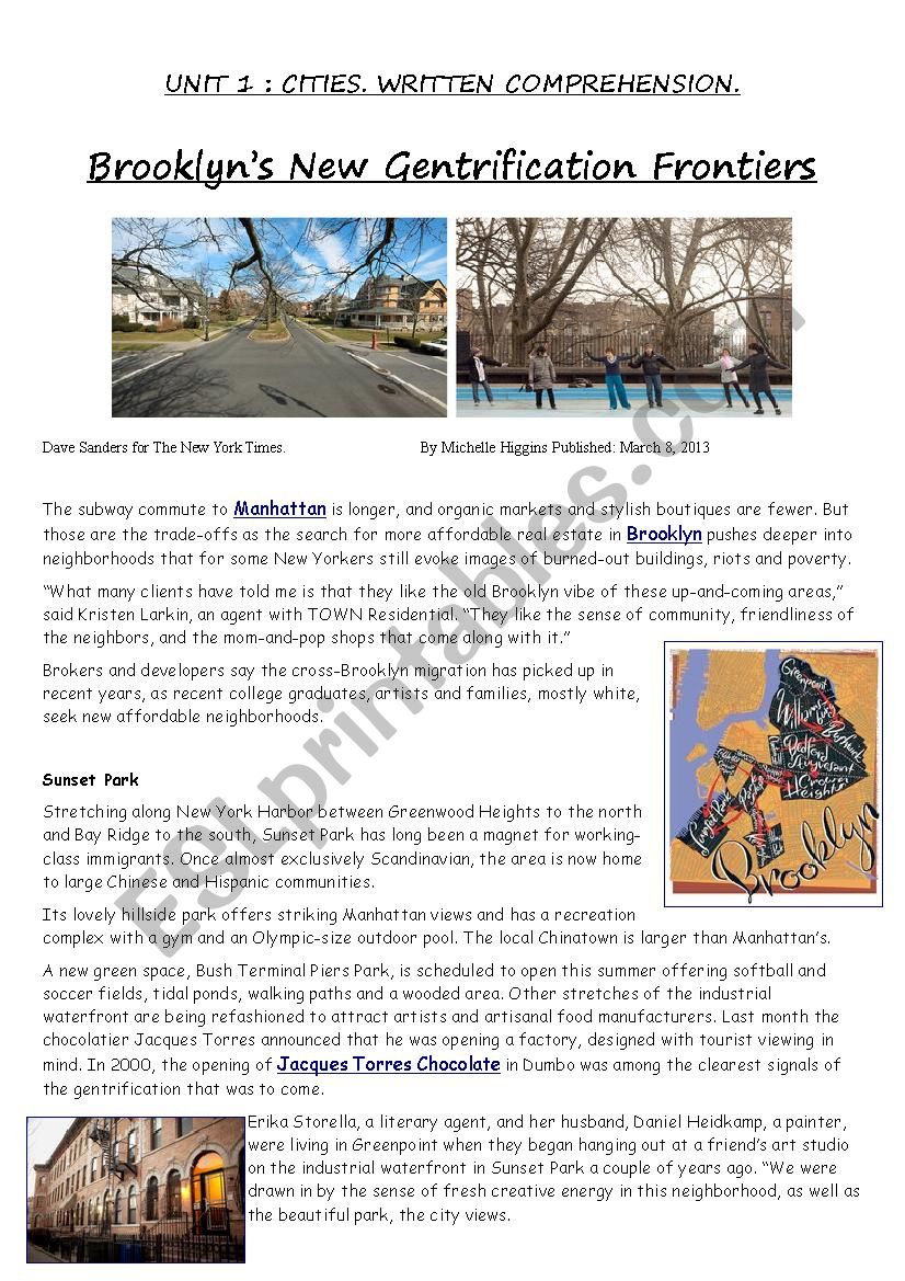 Brooklyn´s gentrification - ESL worksheet by redarena