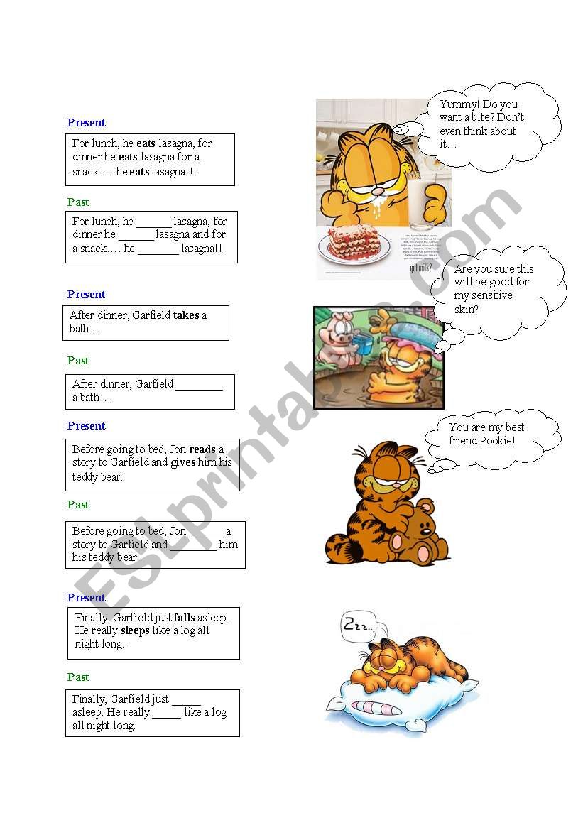 A day in Garfield´s life part II - ESL worksheet by evylall