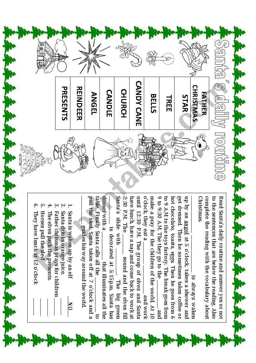 Santa´s routine - ESL worksheet by hikimaru