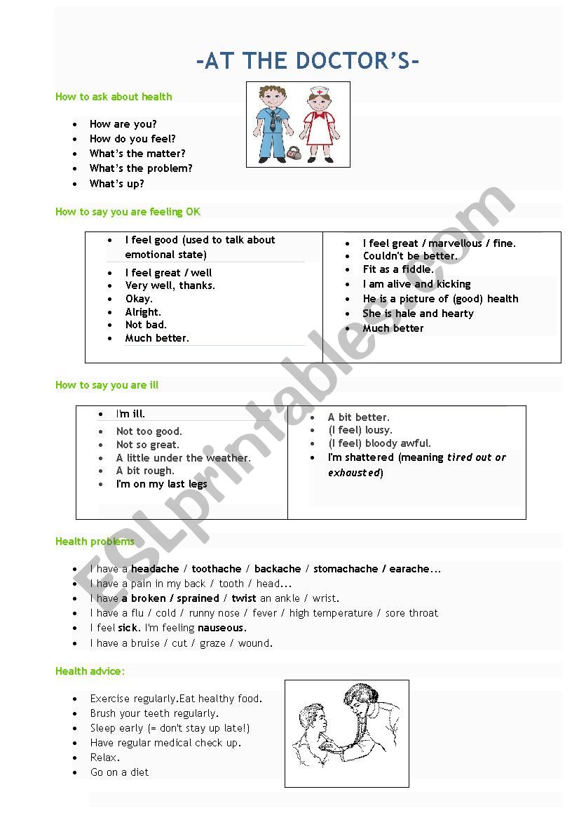At the doctor´s - ESL worksheet by mari3lla