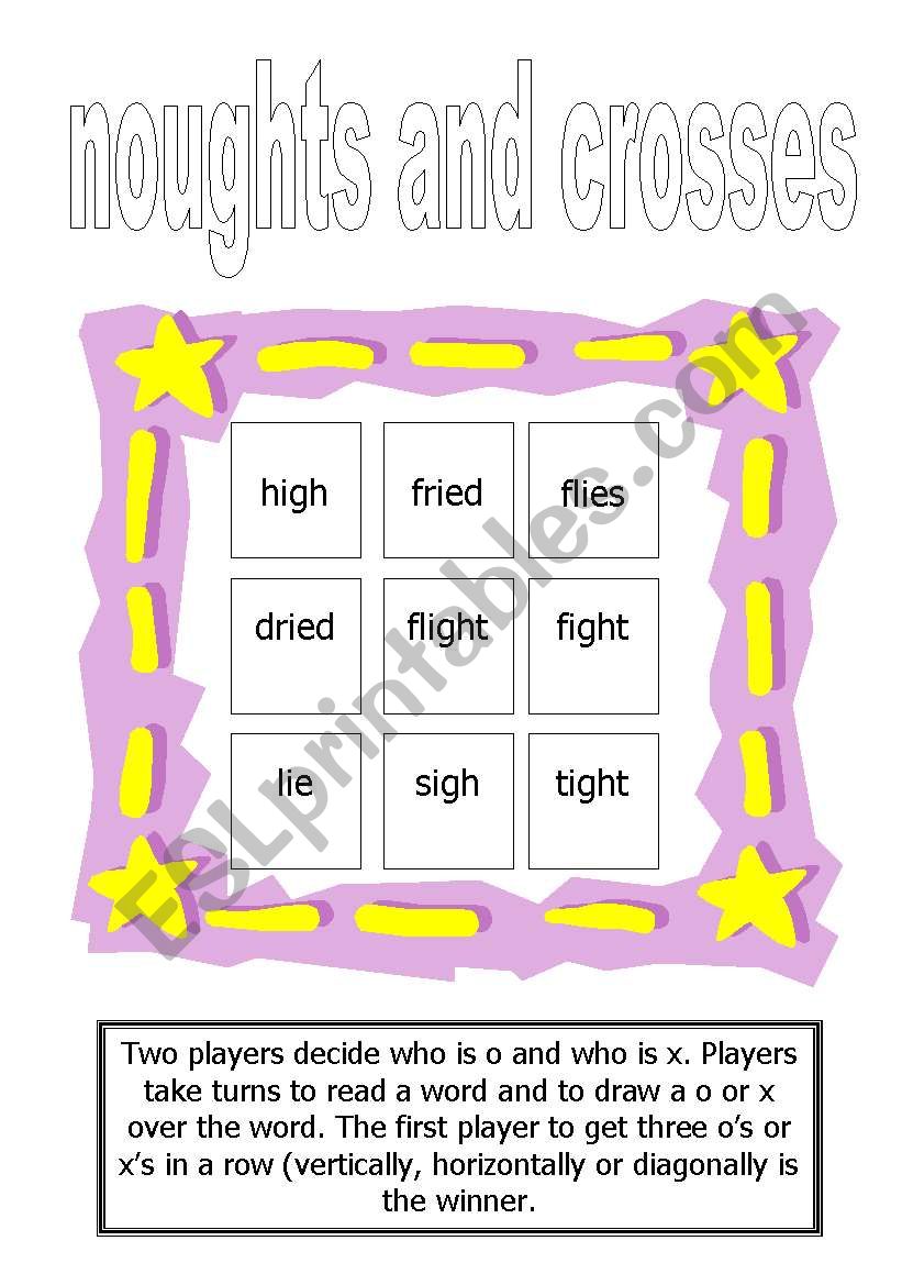 Tic-Tac-Toe for ´igh´ words - ESL worksheet by pia1313