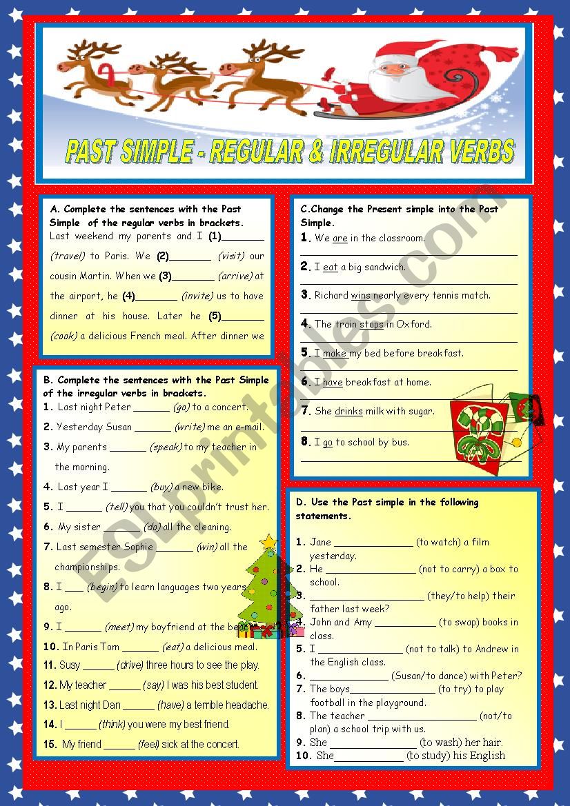 PAST SIMPLE EXERCISES Part Two ESL Worksheet By Thumbelina17