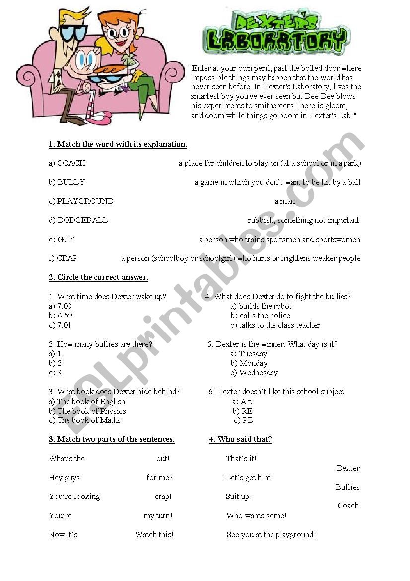 Dexter´s Laboratory - DODGEBALL - ESL worksheet by aniczka