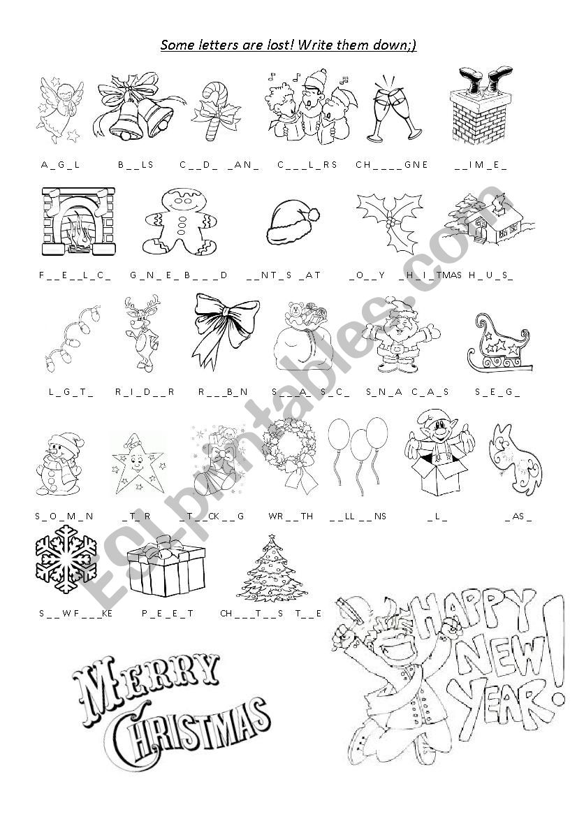 Christmas´New Year vocabulary - ESL worksheet by katena18