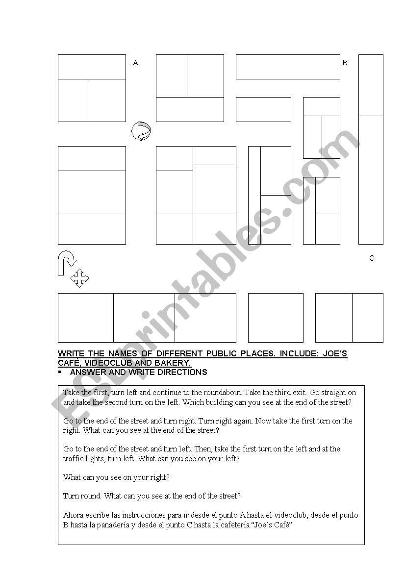 GUESS AND WRITE DIRECTIONS - ESL worksheet by Vacaba