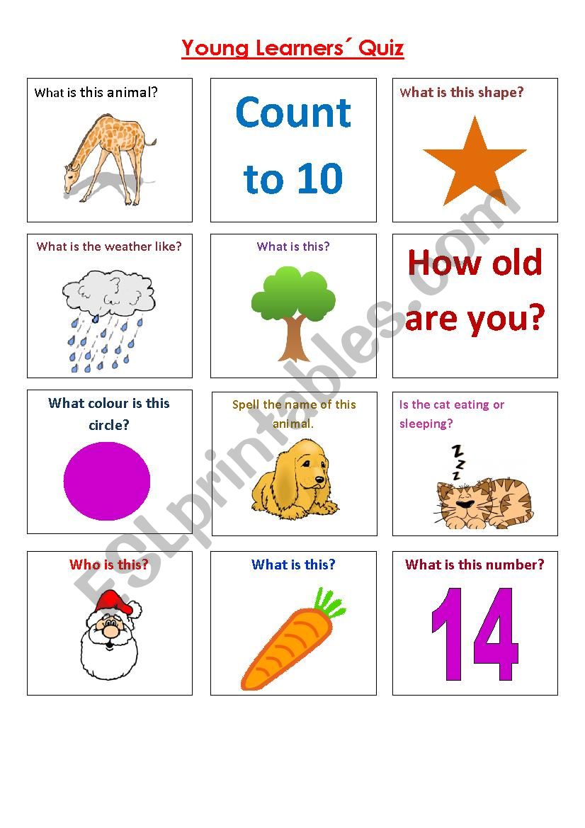 Young Learner´s Quiz - ESL worksheet by muppet007