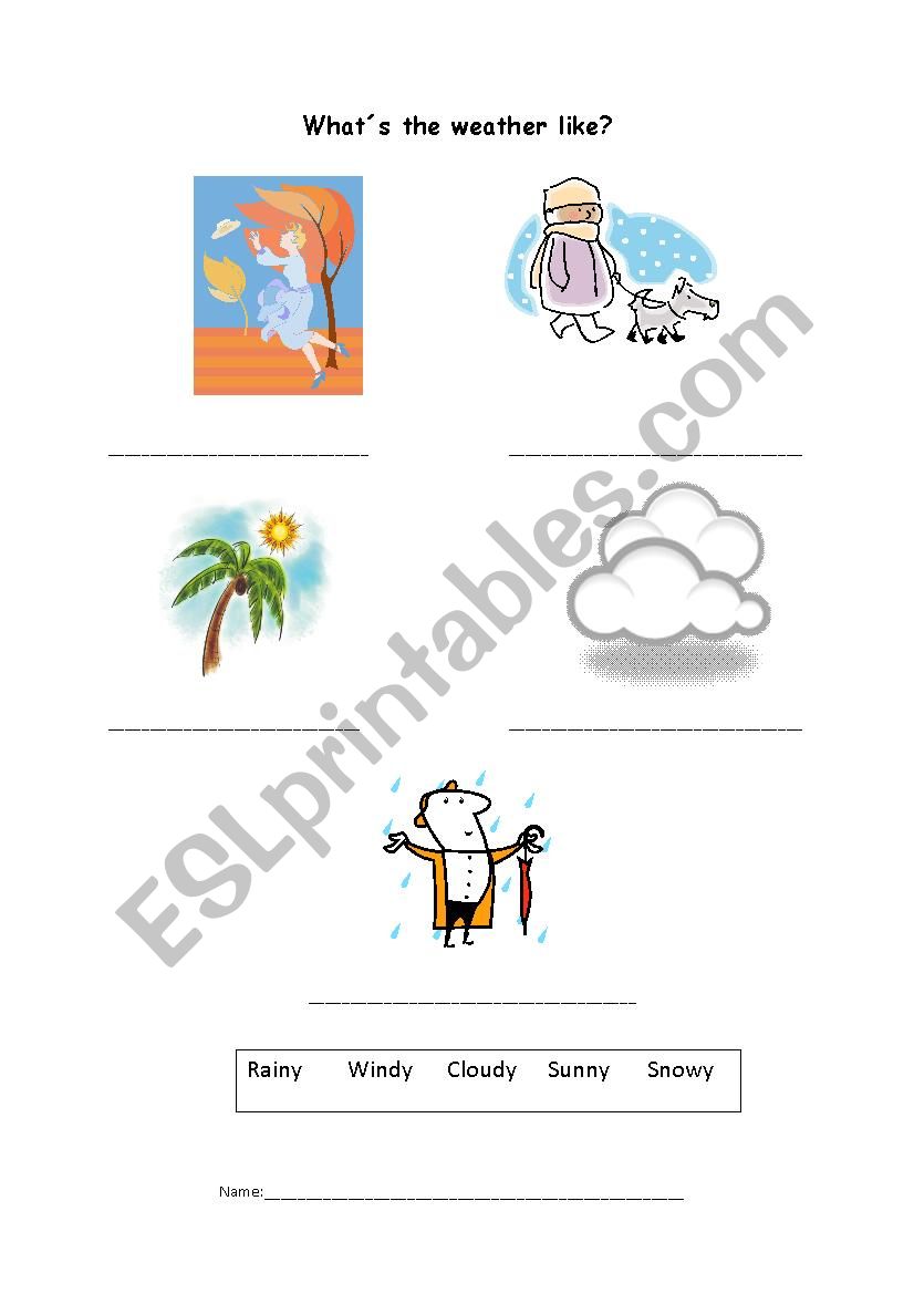 What´s the weather like - ESL worksheet by Jessie75