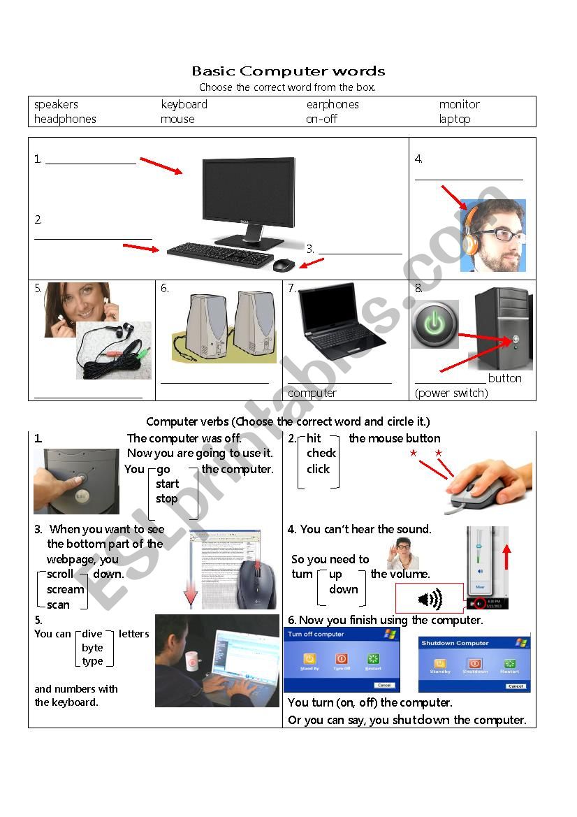 Basic Computer Words ESL Worksheet By Nori beh