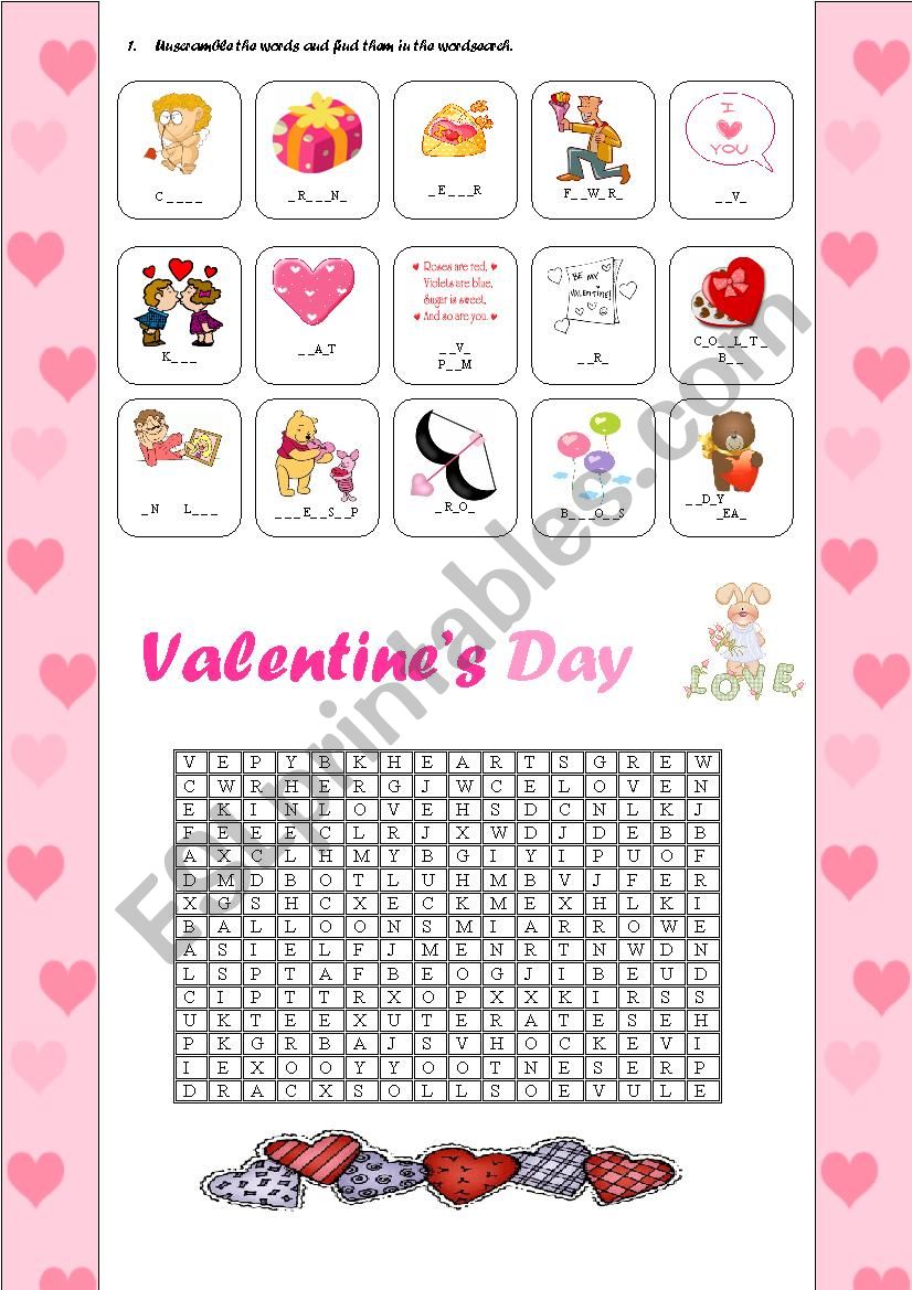 Valentine´s Day - ESL worksheet by sarasantos