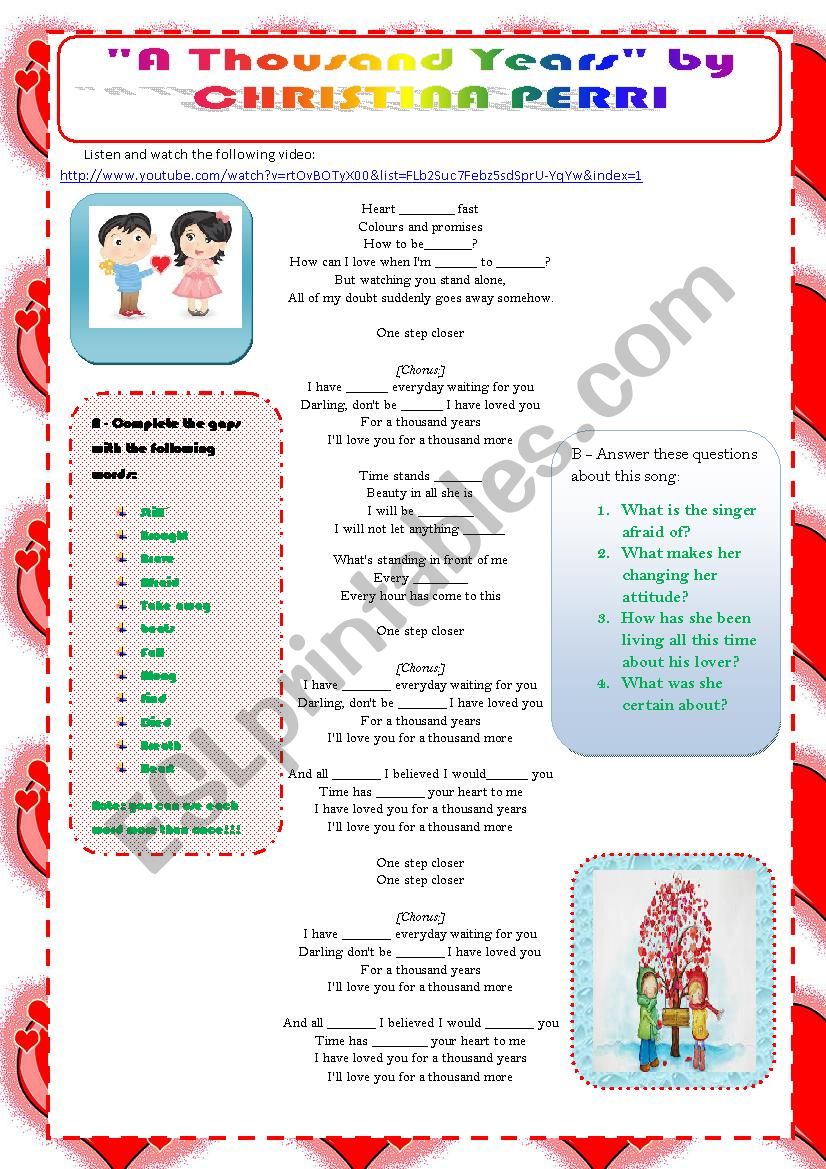 VALENTINE´S DAY - LISTENING ACTIVITY - ESL worksheet by ascincoquinas