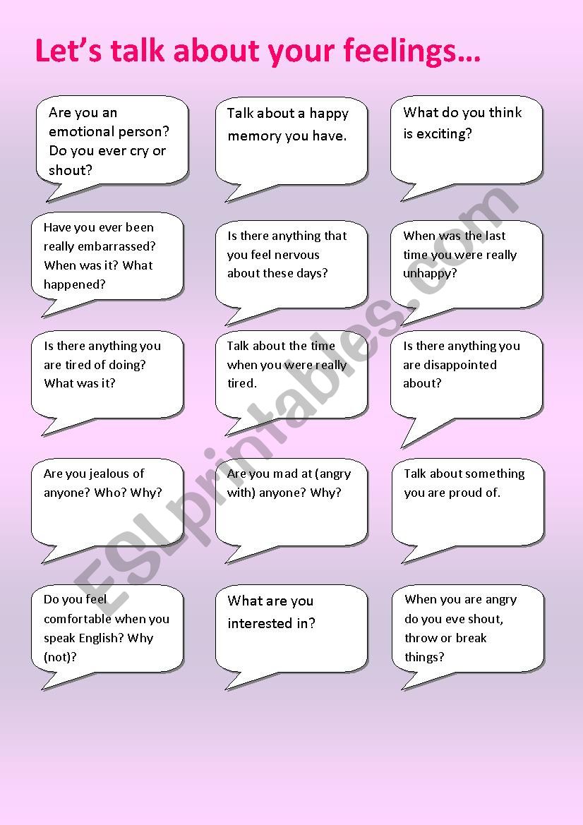 LetÂ´s talk about your Feelings - ESL worksheet by codenet1