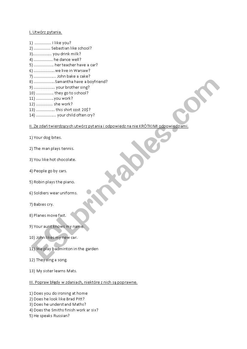 Present Simple : Do, DOes - ESL worksheet by Ellyzka18 Present Simple : Do, DOes - ESL worksheet by Ellyzka18