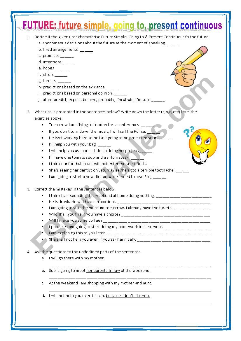 Future Revision Future Simple Going To Present Continuous ESL 
