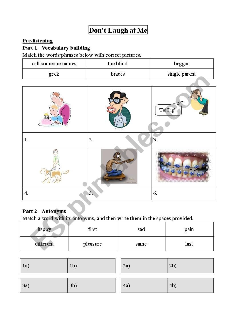 don´t laugh at me - ESL worksheet by ckh_kenneth