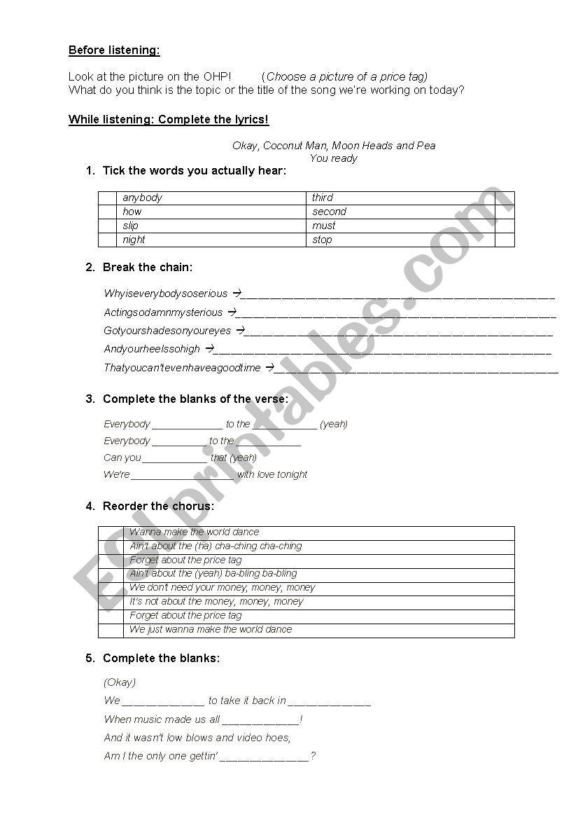 Price Tag Song Analysis at Chris Colon blog