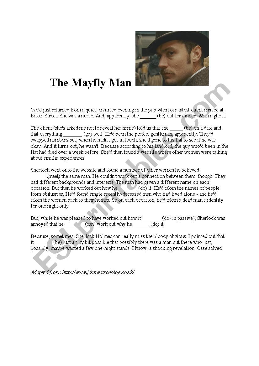 The Mayfly Man - Dr Watson´s blog - Sherlock - ESL worksheet by Niko_13
