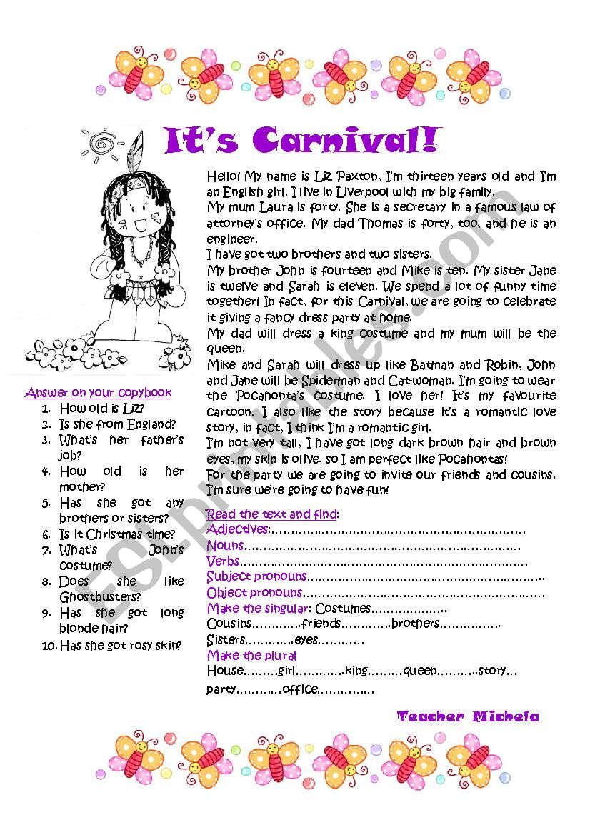 It´s Carnival! - ESL worksheet by rimiri