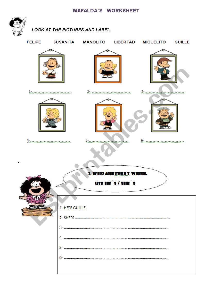 MAFALDA´S WORKSHEET - ESL worksheet by wicho
