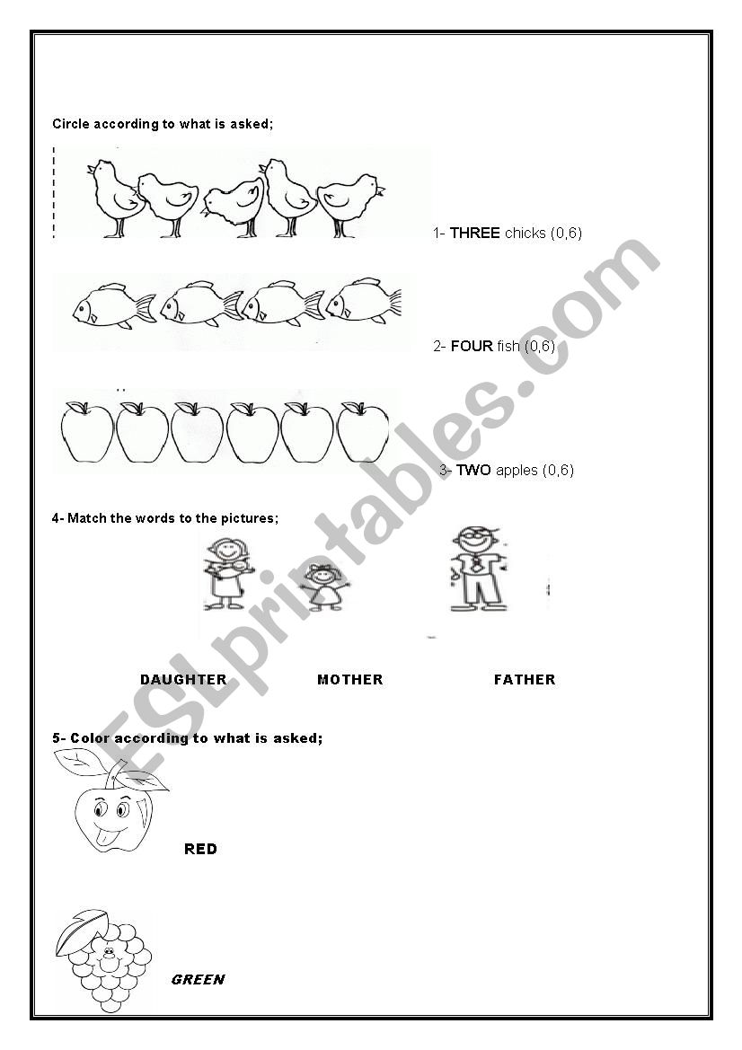 numbers, colors, members of the family - ESL worksheet by gleysicardum ...