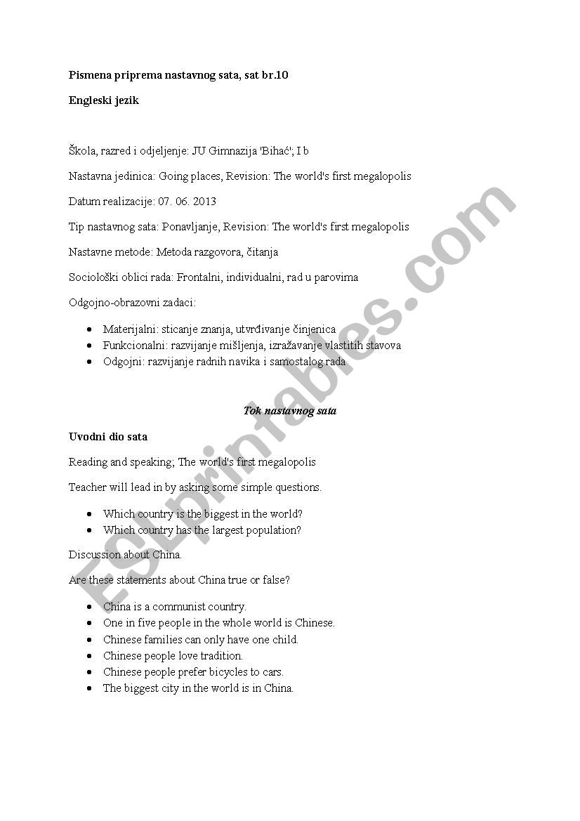 The world´s first megalopolis - ESL worksheet by Adnan_