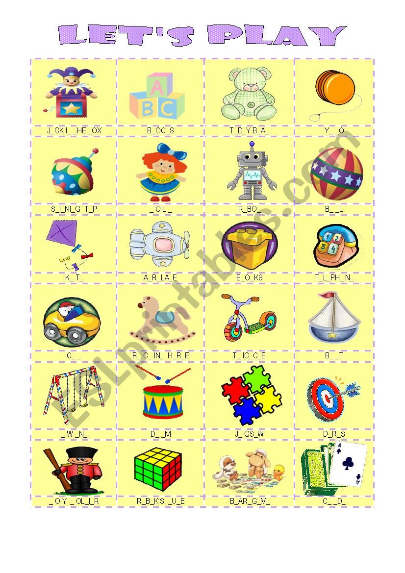LetÂ´s Play - Toys - ESL worksheet by sarasantos