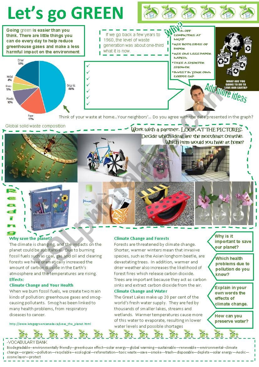 Let´s go green! - ESL worksheet by cris03glu