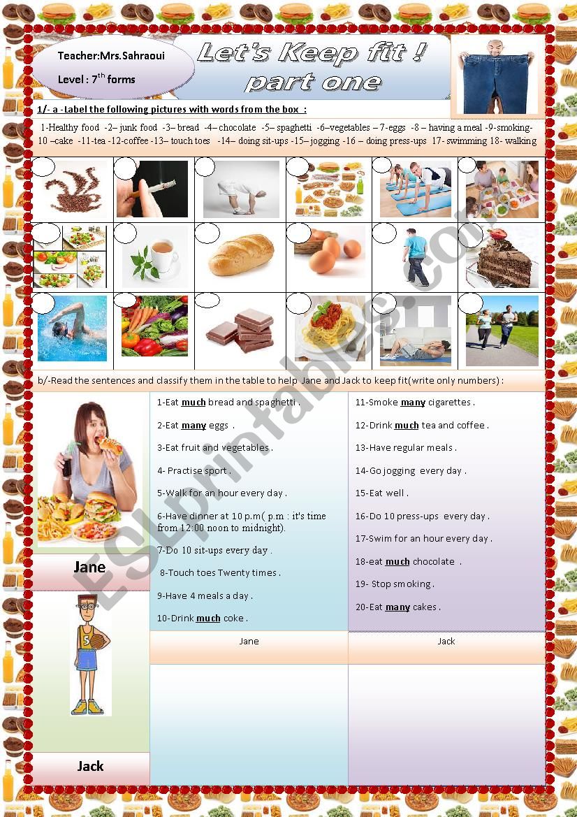 let´s keep fit - ESL worksheet by moemendhia