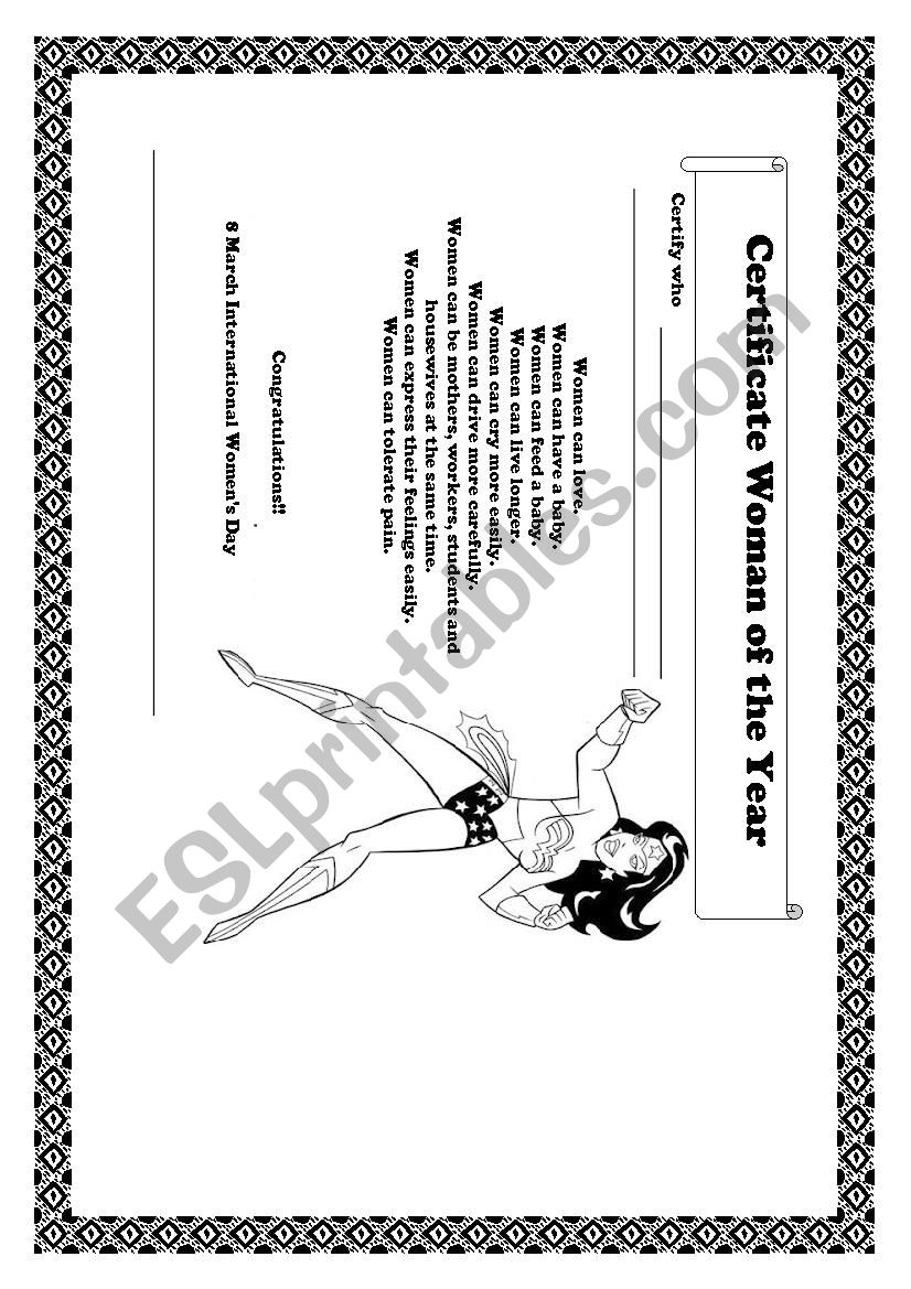 8 March International Women´s Day - ESL worksheet by paulinha77